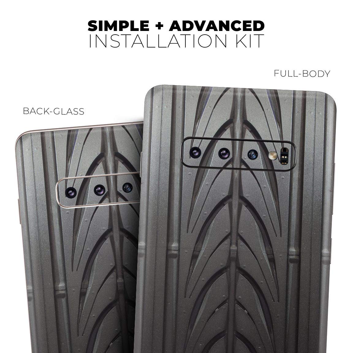 DesignSkinz Shiny Black Tire Tread Protective Vinyl Decal Wrap Skin Cover Compatible with The Samsung Galaxy S20 (Screen Trim & Back Glass Skin)