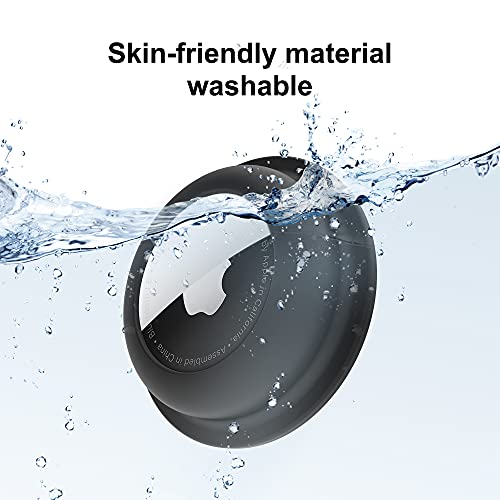 4 Pack Silicone AirTag Holder Case Compatible with Apple Airtag,Include 2pc AirTag Keychain & 2pc AirTag Adhesive Mount丨Lightweight, Anti-Scratch,for Luggage,Keys,Bike,Dog Collar etc