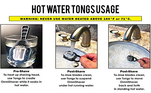 Premium OmniShaver Special - Free Hot Water Tong! Fastest Way to Shave Head, Legs, Arms, Body | an Alternative to Disposable Shaving Razors Self Cleans & Strops During Use