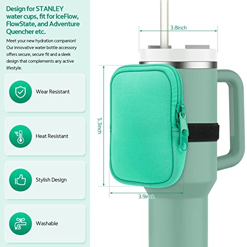 Akisola Water Bottle Pouch For Stanley Quencher Adventure 40oz & Stanley IceFlow 20oz 30oz, Gym Accessories For Women, Running Water Bottle Handheld Caddy Compatible With Tumbler (Pearlescent)