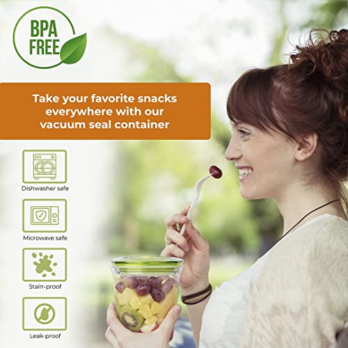 Shop LC Food Saver Containers for Vacuum Seal - BPA Free - Preserve Juice & Liquid for Longer, Stackable, Airtight Juice Container (1 pcs + Vacuum Sealer Pump)