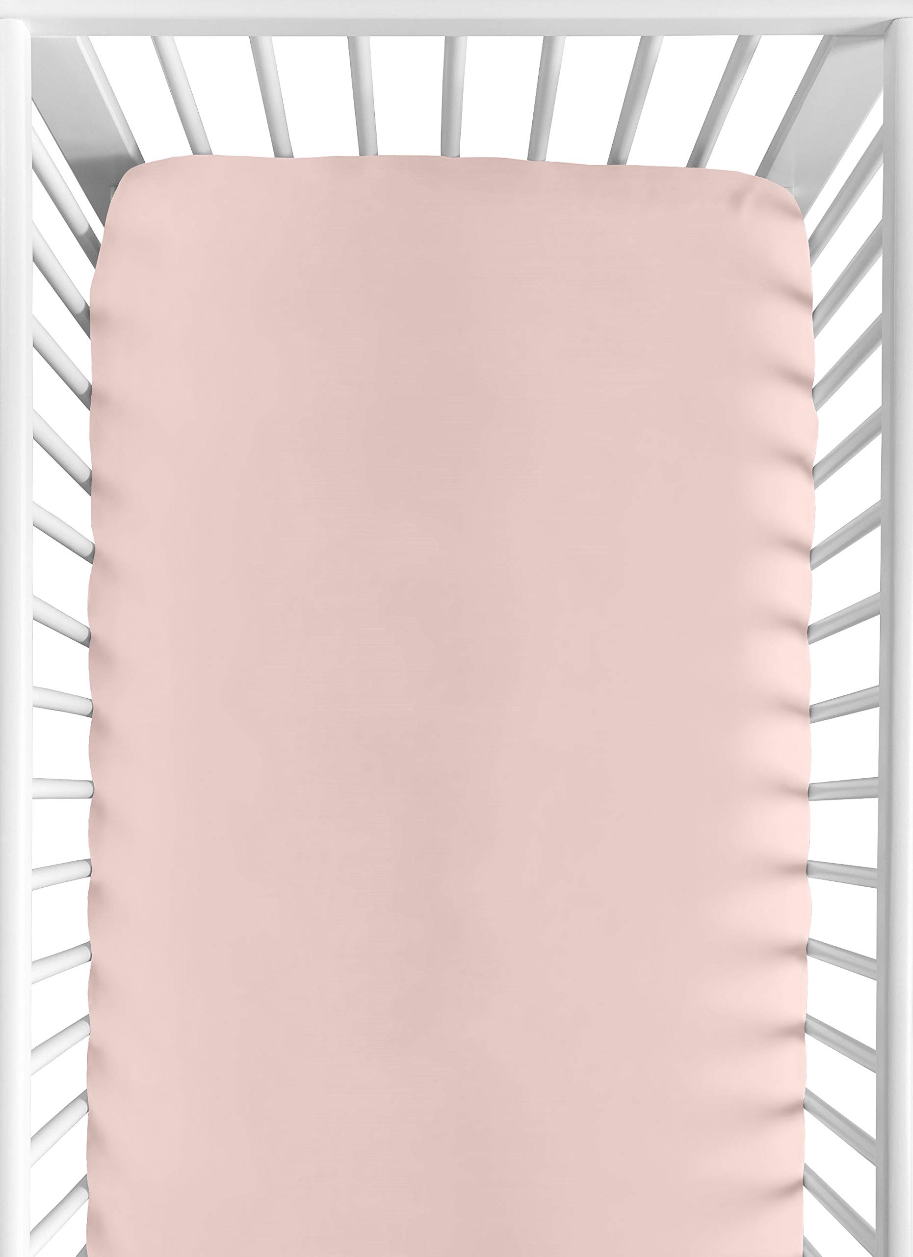Sweet Jojo Designs Blush Pink Girl Fitted Crib Sheet Baby or Toddler Bed Nursery - Solid Color Boho Shabby Chic Modern for Pop Flower Floral Rose Collection