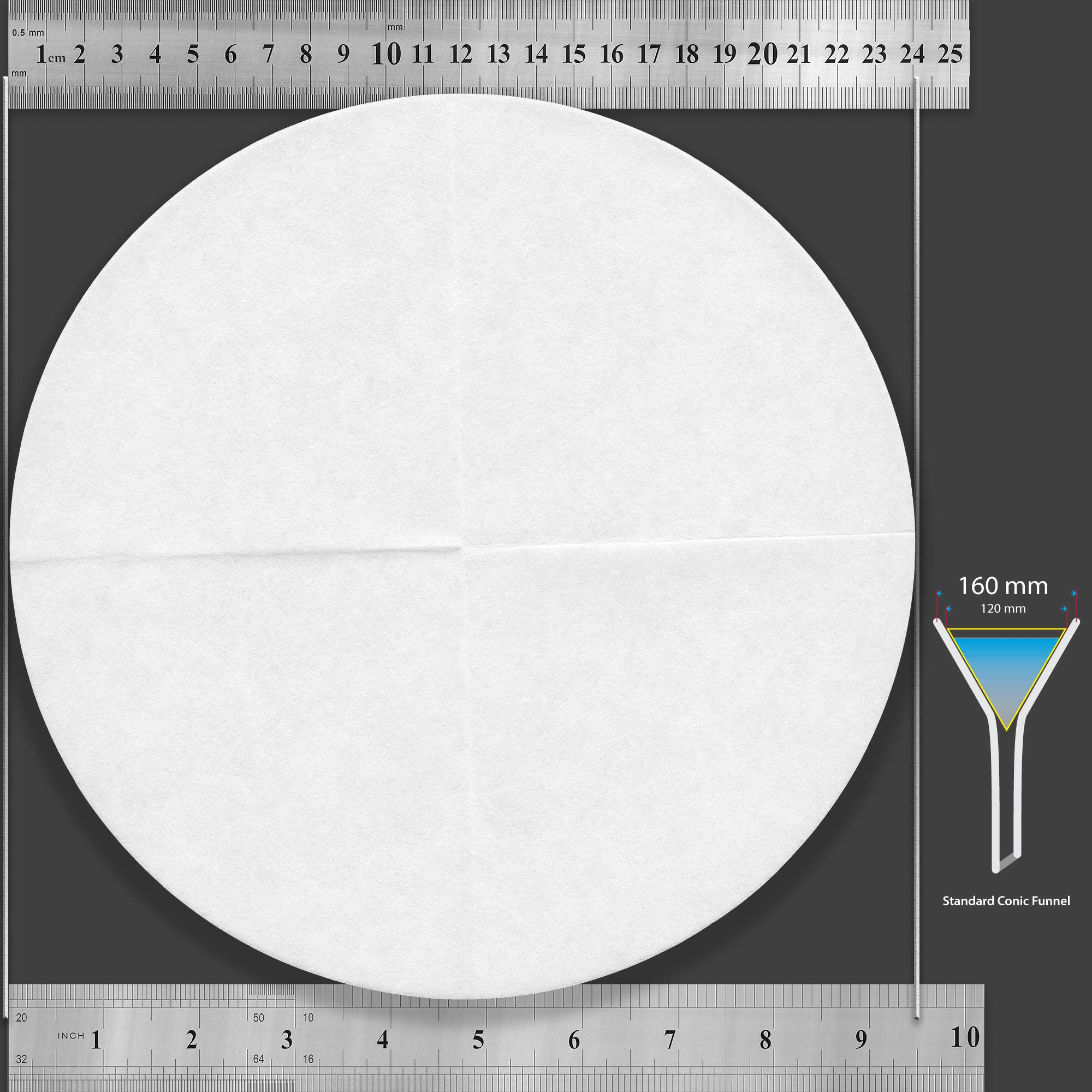 24 cm Quadrant-Folded Filter Paper, Pre-Folded disks, Qualitative Grade 4 - ZENPORE Fast Flow 240 mm (50 Discs)