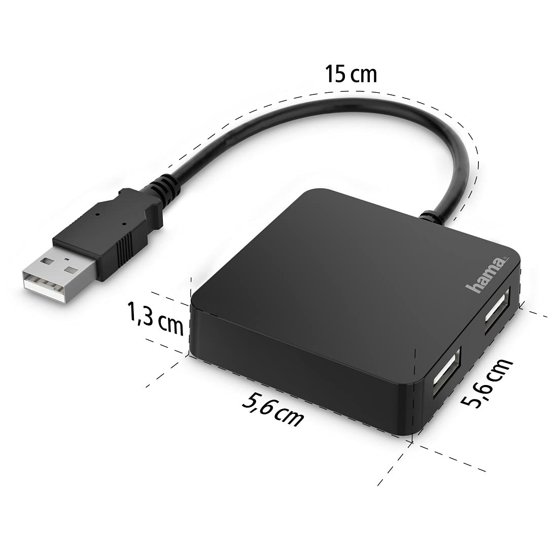 Hama USB Hub, 4 Ports, USB 2.0, 480 Gbps, Black, 00200121
