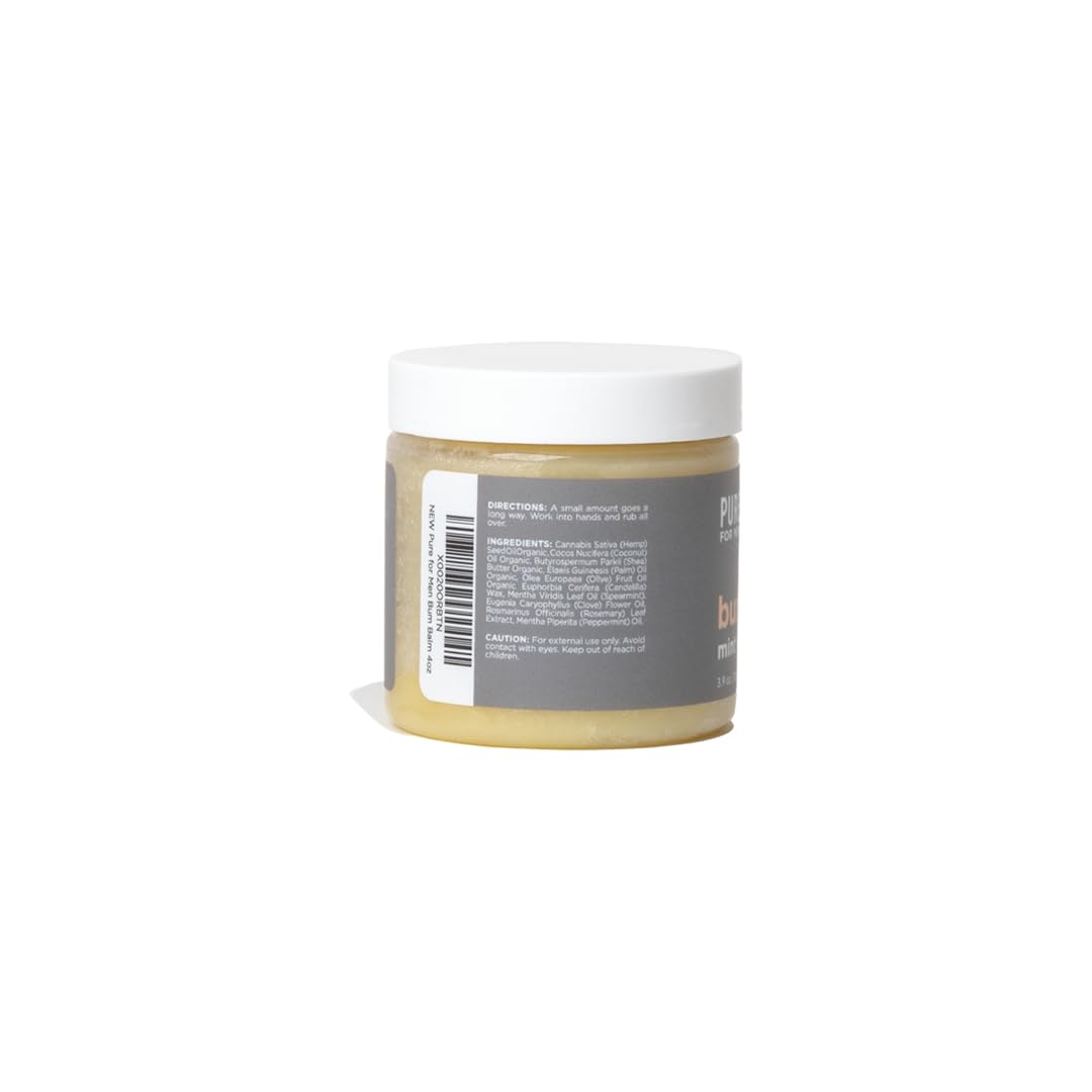 Pure for Men Bum Balm | Raw Lotion for Men | All Purpose Skin Hydration and Deodorizing Balm | Raw Shea Butter, Mint and Clove | 3.8 oz.