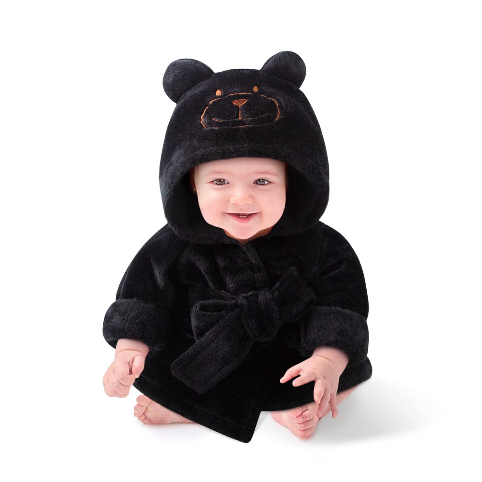Pro Goleem Baby Robe Unisex Soft Plush Hooded Bathrobe for Newborn Boys Girls Gifts, One Size, 0-9 Months