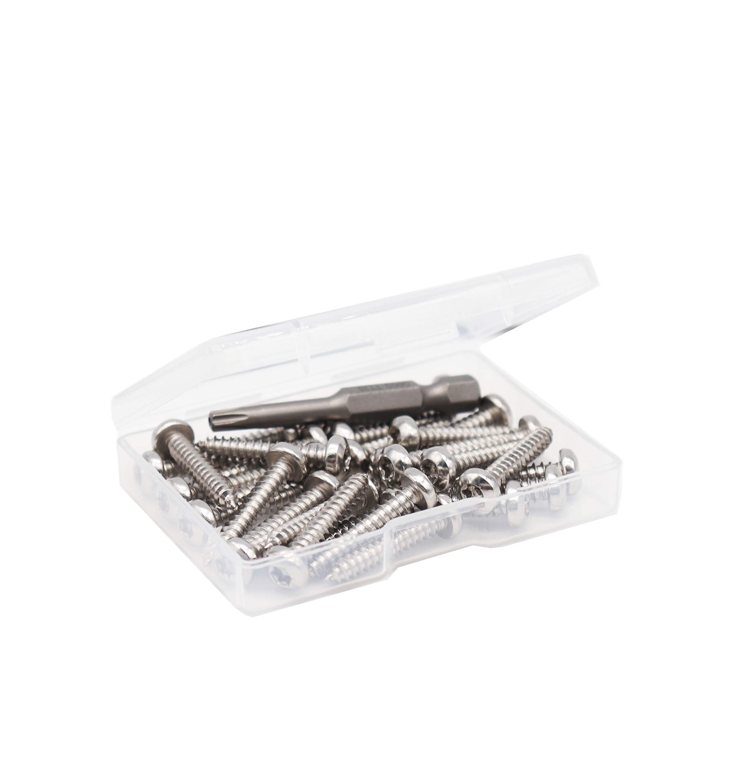 binifiMux 30pcs #8 1-1/4" Torx in Pin Head Tamper Proof Security Self Tapping Sheet Metal Screws with T20 Wrenh Key 304 Stainless Steel