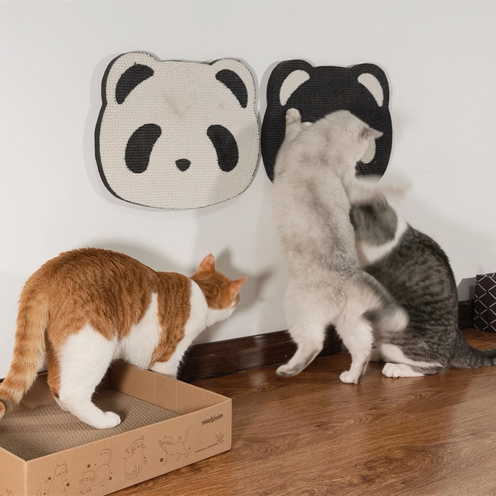 4 Packs in 1 Cat Scratcher Wall Mounted,2 PCS Cute Cat Scratch Pad with Box for Cats Nail File,Couch Protector Scratching Posts for Indoor Cats Adults Cat