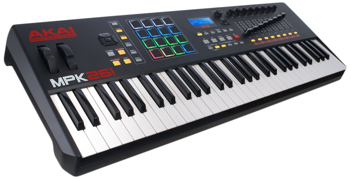 AKAI Professional MPK261 USB MIDI Keyboard Controller with 61 Semi Weighted Keys, Assignable MPC Controls, 16 Pads and Q-Links, Plug and Play | RockJam Xfinity Heavy-Duty, Double-X, Pre-Assembled, Infinitely Adjustable Piano Keyboard Stand with Locking St