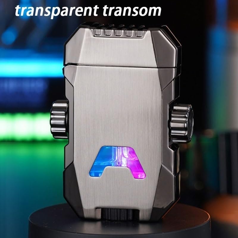 2024 New Gas Lighter, Transparent Gas Window, Double Flame, Reusable, Adjustable Flame Size, Suitable for Boyfriend Girlfriend Father, Daily Use (Color : C3)