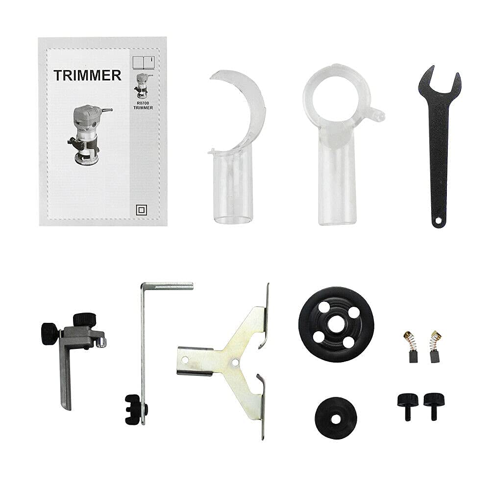 Anesty Palm Router Woodworking Compact Router Trimmer with Trimmer & Tilt & Plunge Base and 15pcs 6.35mm Router Bits, Electric Multifunctional Laminate Trimmer - 710W 1/4″ Trim Router Kit