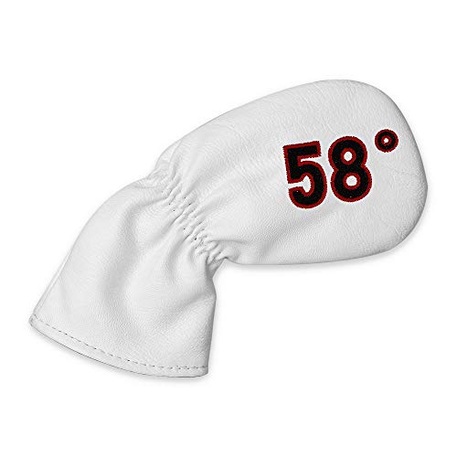 1pc 58° 58 Degree White Golf Club Wedge Headcovers Head Cover w/Large Black and Red No. on Both Sides for Right and Left Hand Golfer