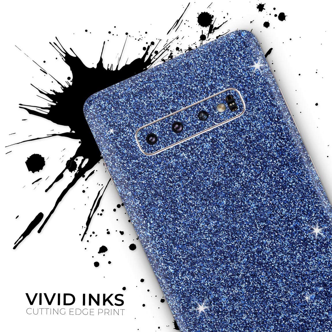 DesignSkinz Sparkling Blue Ultra Metallic Glitter Protective Vinyl Decal Wrap Skin Cover Compatible with The Samsung Galaxy S20 (Screen Trim & Back Glass Skin)