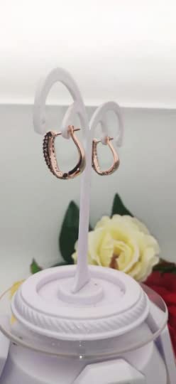 2.00 Ct Chocolate and White Diamond Crisscross Hoop Earrings 14k Rose Gold Over For Mother's Day