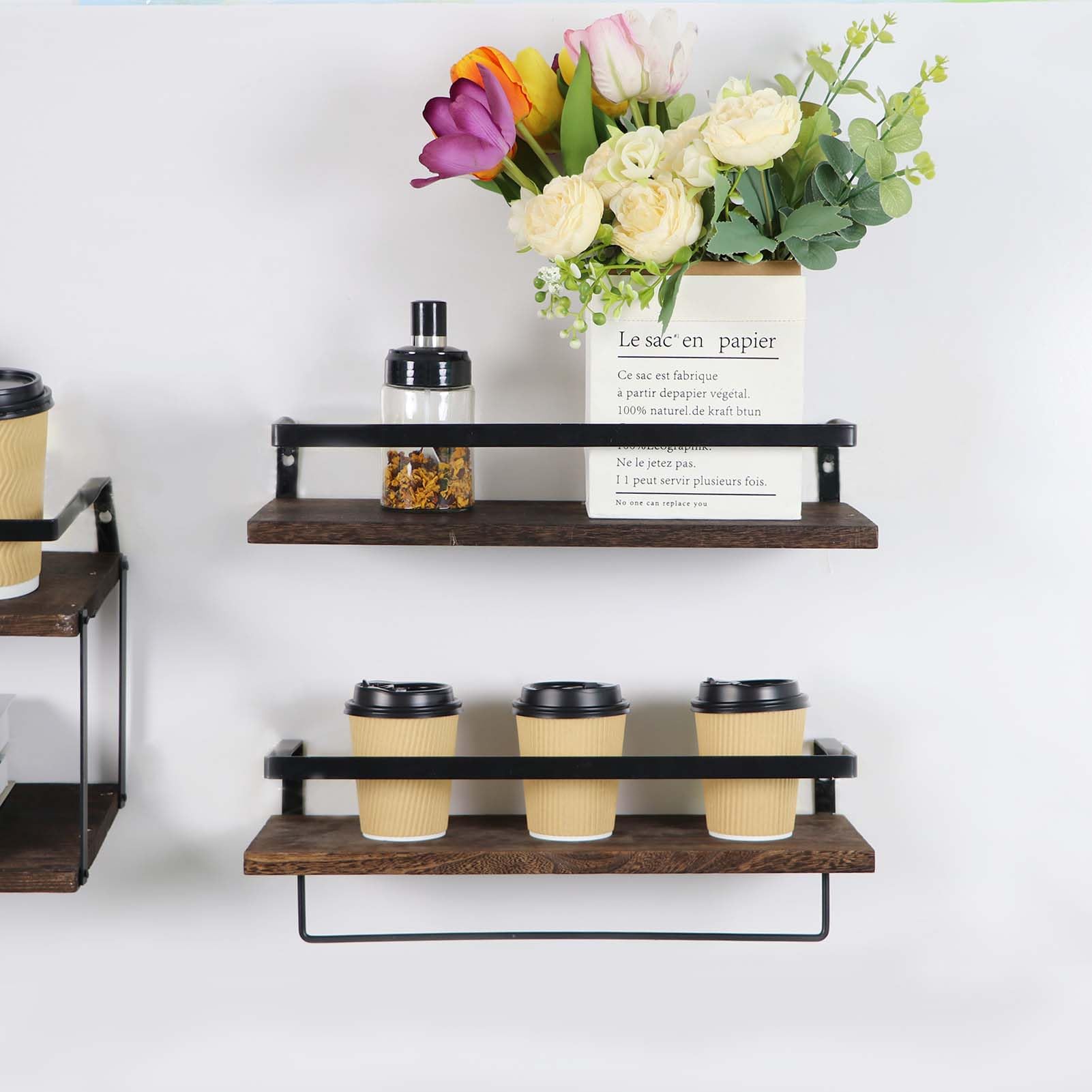 4 PC Home Bathroom Shelves, Simple and Modern Multi-Functional Reasonable Planning of Floating Shelves Bathroom, Bathroom Shelves Wall Mounted Floating Shelves for Wall (Black)