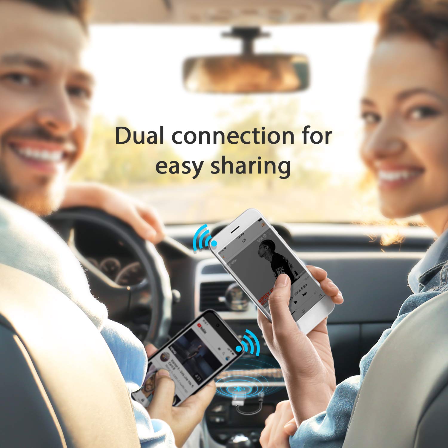 Asseso BR1 Bluetooth Car Receiver β Compact 3.5mm Aux Adapter for Wirelessly Streaming Music with Car/Home Sound Stereo β Bluetooth 4.2; No Charging; Connects Automatically