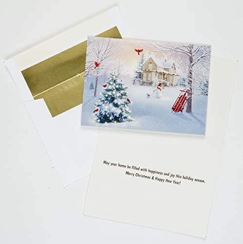 Box Home for Christmas Christmas Cards - 15 Cards / 16 Foil Envelopes