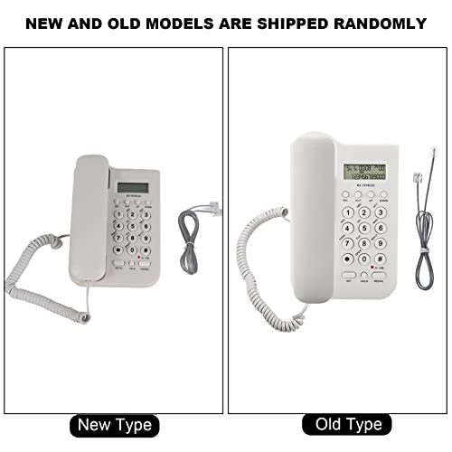 Corded Phone with Caller ID Display, Home Hotel Wired Desktop Phone Office Landline Telephone, Retro Classical Telephone Landline, Big Button, FSK/DTMF Dual System(White)