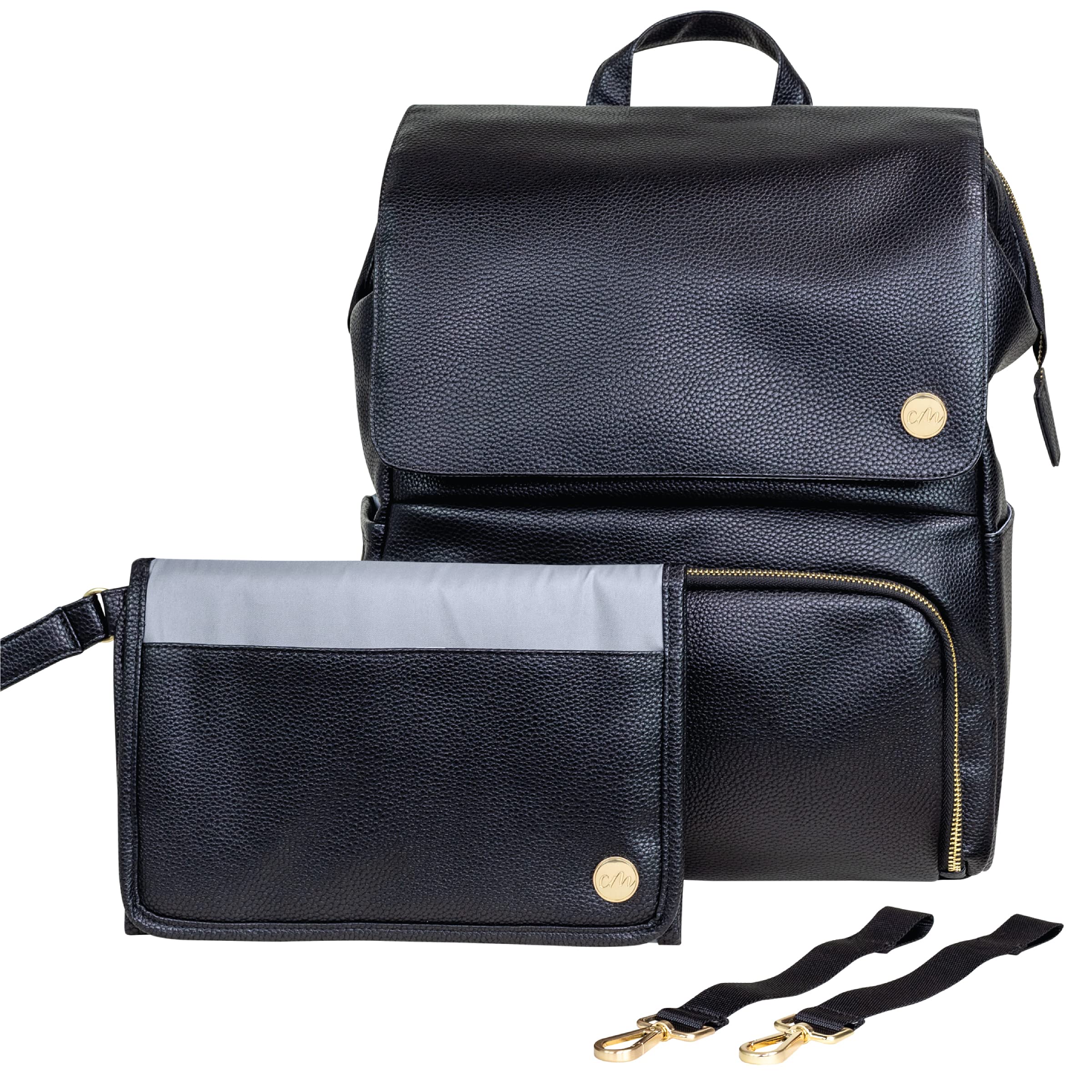 CleverMade Diaper Bag Backpack with Changing Pad & Stroller Straps - Stylish Unisex Maternity Back Pack Bags for Newborn Baby Essentials, Black
