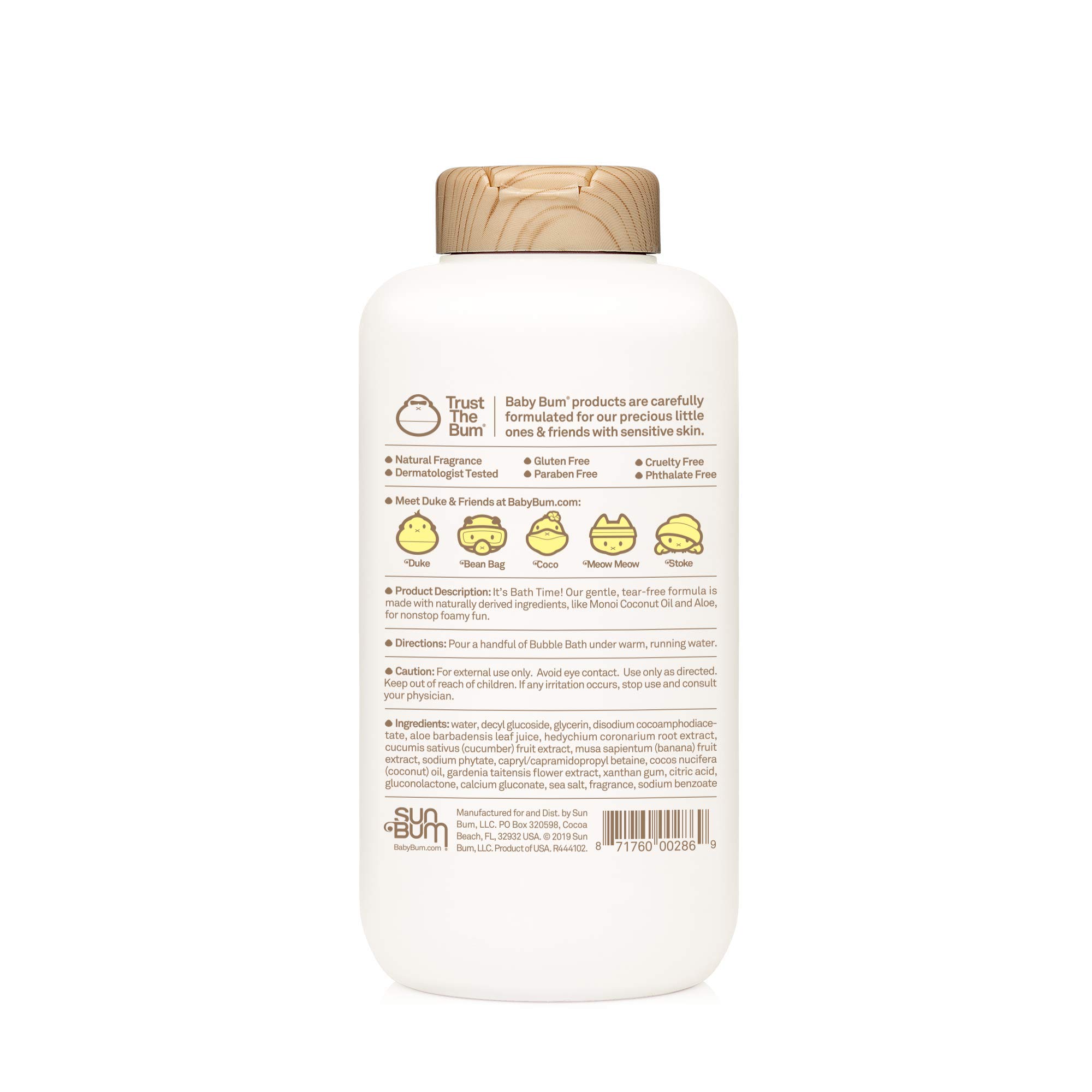 Baby Bum Bubble Bath | Tear Free Foaming Bubble Bath for Sensitive Skin with White Ginger| Natural Fragrance | Gluten Free and Vegan | 12 FL OZ
