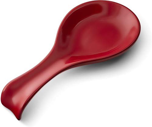 Ceramic Spoon Rest, by Kook, Spoon Rest for Stovetop, Kitchen Decor, Farmhouse Kitchen Decor, Ladle, Utensil Holder, Dishwasher Safe, for Home and Coffee Bar Accessories, Set of 2 (Cherry)