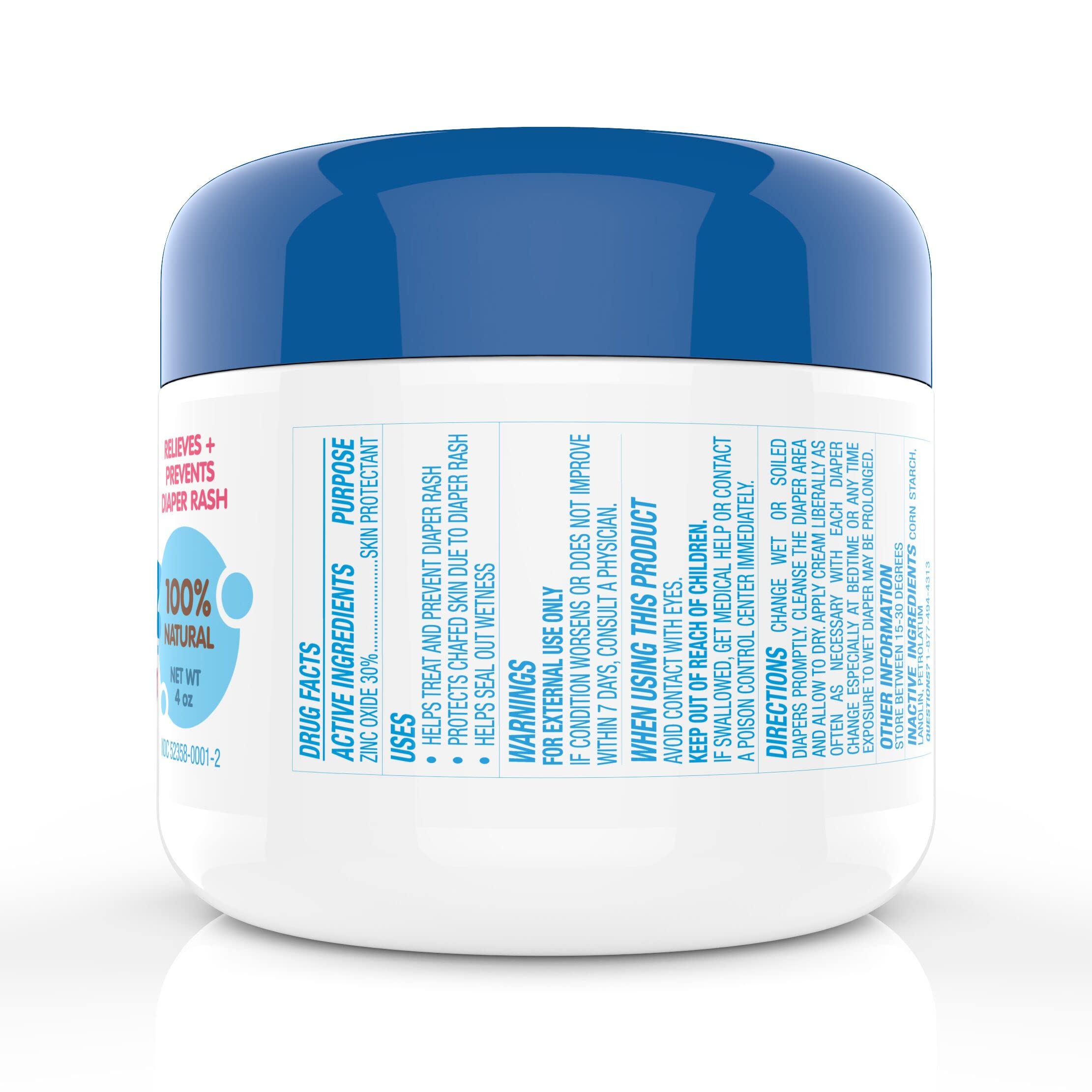 Baby Butz Diaper Rash Cream, 100% Natural Zinc Oxide Maximum Strength Butt Paste, Barrier Baby Cream to Help, Relieve & Prevent Diaper Rash, Hypoallergenic, Ointment for Newborns, Infants- 4oz
