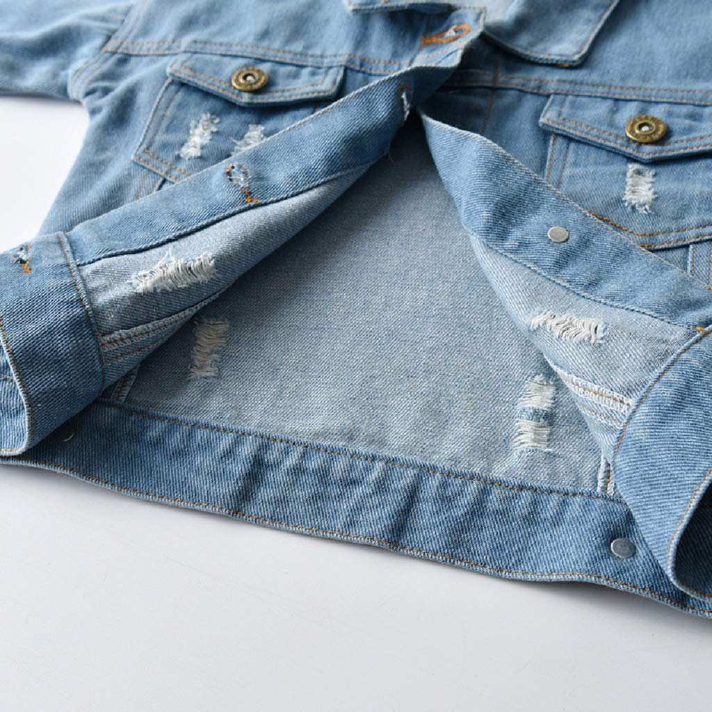 CM C&M WODRO Baby Boys Girls Denim Jacket Kids Toddler Button Down Jeans Jacket Top Coat Outerwear (Blue, 12-18 Months)