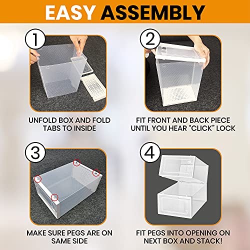 Boxy Concepts Plastic Hat Organizer for Baseball Caps (6-Pack) Easy Assembly, Stylish, Dust-Proof, Transparent, Stackable with Odor Vents. Ideal Holder, Case or Hat Rack Storage System 13β x 5.5β x 9β