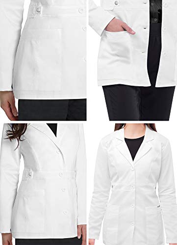 Adar Universal Stretch Lab Coat for Women - 28" Tab-Waist Lab Coat - 3300 - White - S