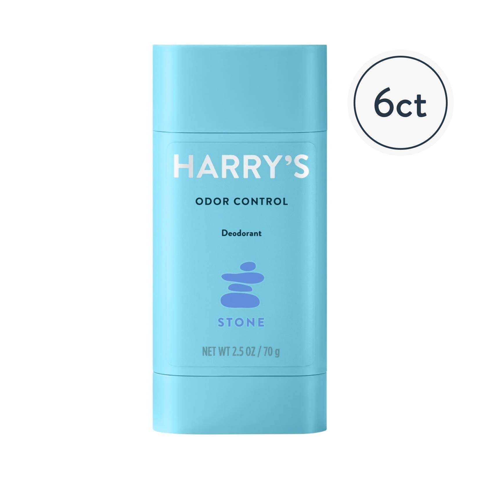 Harry's Men's Deodorant, Odor Control, Aluminum-Free, Stone, 6 Count