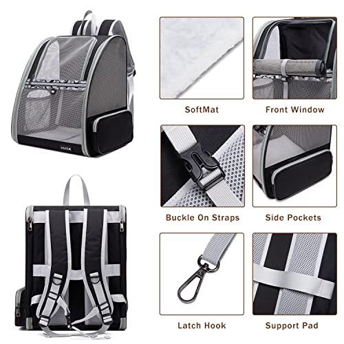 ALCLM Pet Carrier Backpack for Dogs and Cats Backpack,Puppies,Fully Ventilated Mesh,Airline Approved,Designed for Travel, Hiking, Walking & Outdoor Use-Black