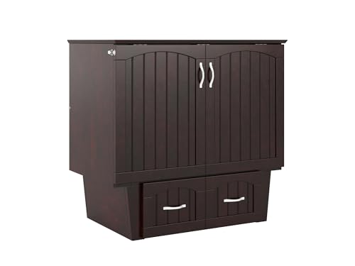 AFI, Nantucket Twin Murphy Bed Chest with Mattress, Storage Drawer and Built-In USB Charger, Espresso