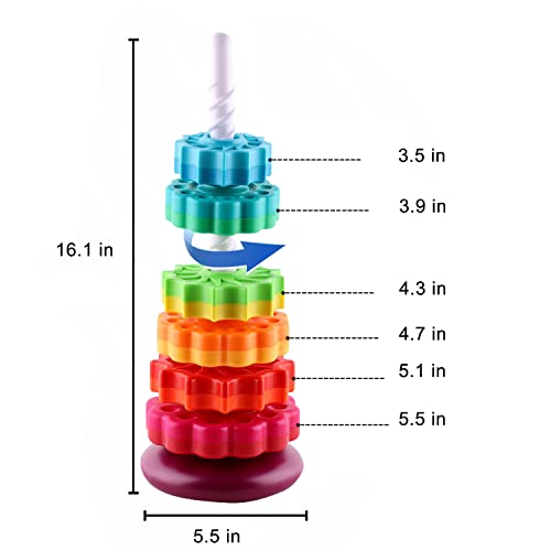 Baby Spinning Toy – Stacking Toy for Babies and Toddlers – Educational Toddler Learning Toys – Rainbow Spinning Wheel Toy for Focus, Dexterity, Brain Development, Interactive Learning Stacking Toys