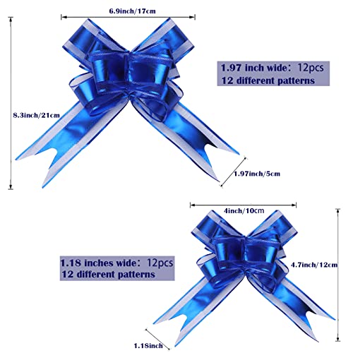 ADARRO 24PCS Christmas Pull Bows for Gift Wrapping with Ribbon for Presents, Florist, Bouquet, Basket Wrap Decoration, Christmas Bows Small(1.18”Wide)12PCS, Large(1.97”Wide)12PCS