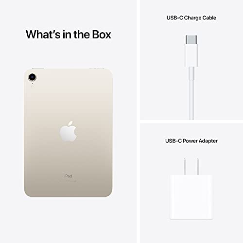 Apple iPad Mini (6th Generation): with A15 Bionic chip, 8.3-inch Liquid Retina Display, 64GB, Wi-Fi 6, 12MP front/12MP Back Camera, Touch ID, All-Day Battery Life – Starlight