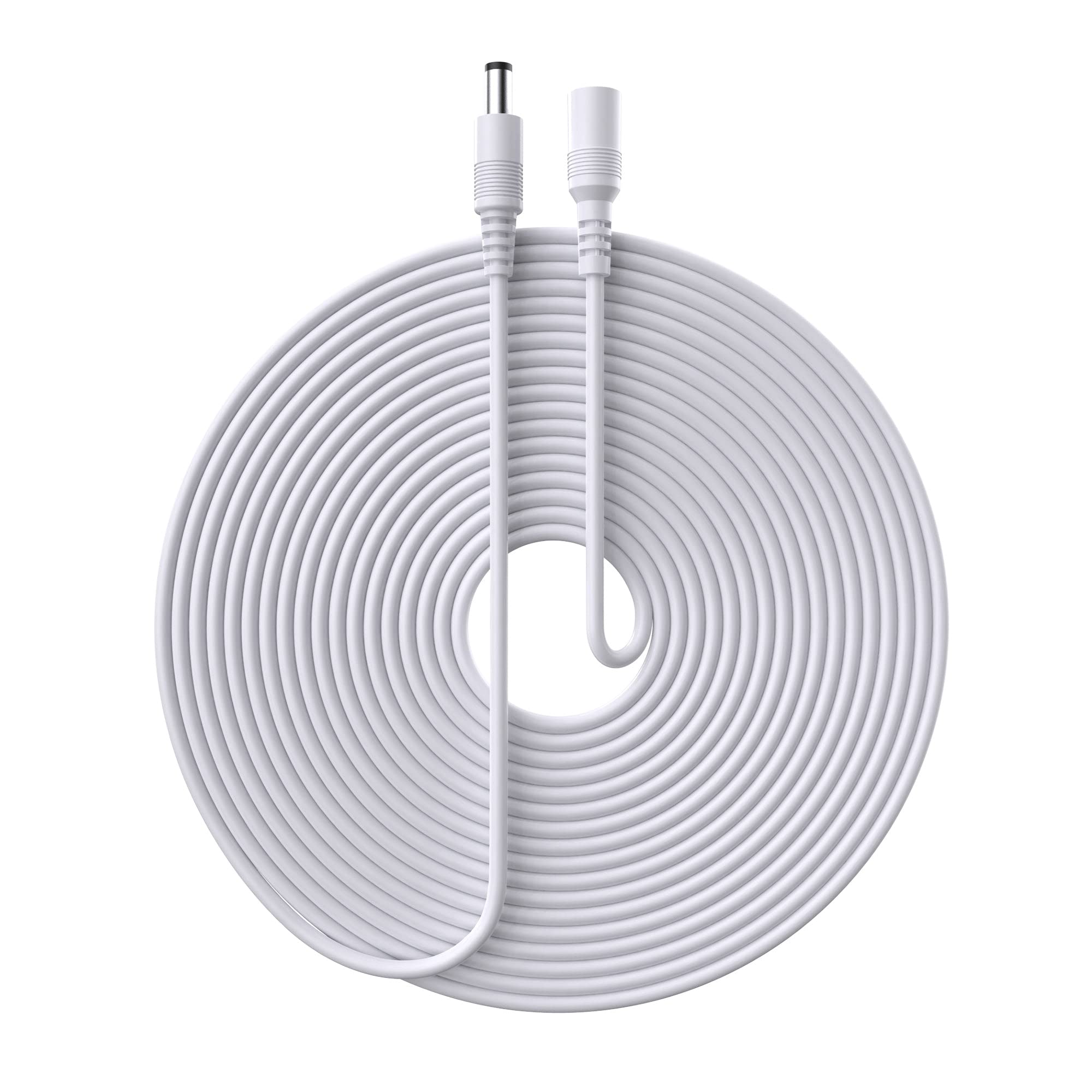 ZOSI 33ft 12V DC Plug Power Adapter Extension Cable 2.1mm x 5.5mm Male to Female Plug Extender Cord for Security Camera,Wireless IP Network Camera,CCTV DVR NVR Recorder, LED Strip,Car(White)