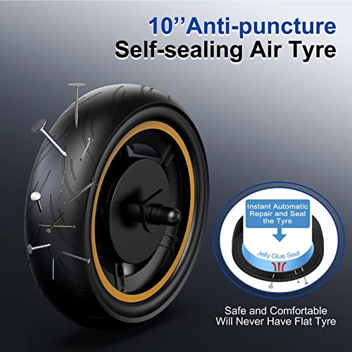 Aovopro ESMAX Electric Scooter, 27 Miles Range, Upgraded 500W Motor, 21 MPH Speed,10" Anti-Puncture Self-Sealing Air Tyre, Portable Commuting Electric Scooter for Adults