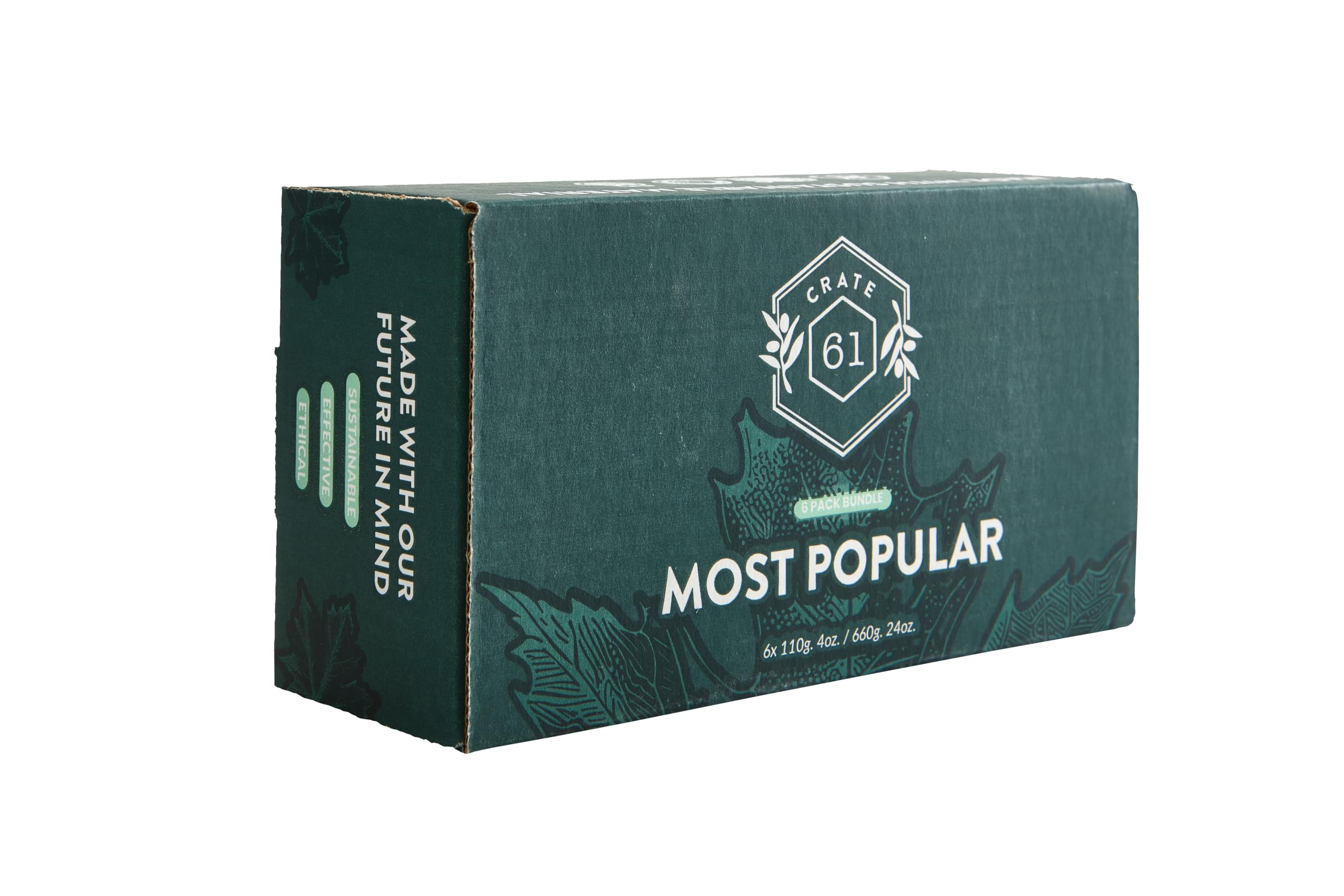 Crate 61 Organics, Handmade in Canada, Plant Based Cold Process Natural Bar Soap, With Premium Essential Oils, Dry Skin, Pack of 6 (Most Popular)