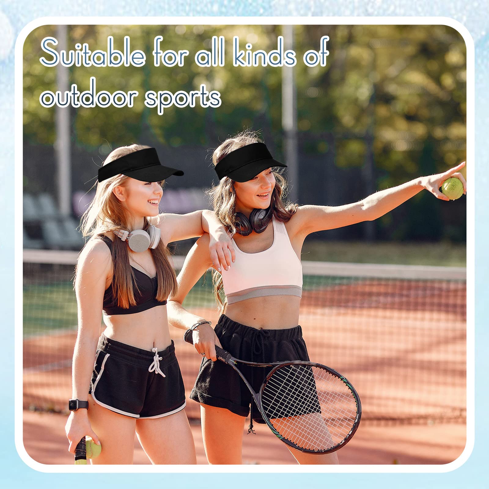 36 Pack Sun Visor Caps Adjustable Sports Athletic Cap UV Protection Sun Visor Hat for Men Women Tennis Running Golf(Black)
