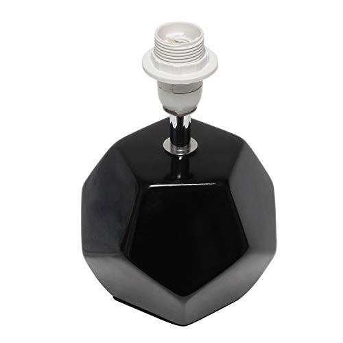 Simple Designs LT2065-BLK Round Prism Mini Table Lamp with Matching Fabric Shade, Black