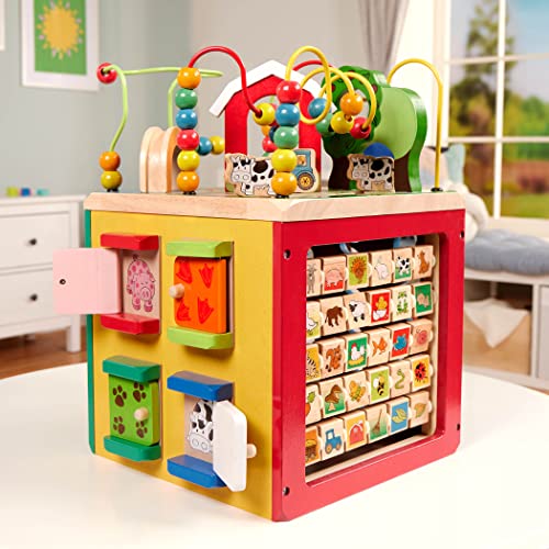 Battat β Wooden Activity Cube β Discover Farm Animals Activity Center for Kids 1 year +, Standard