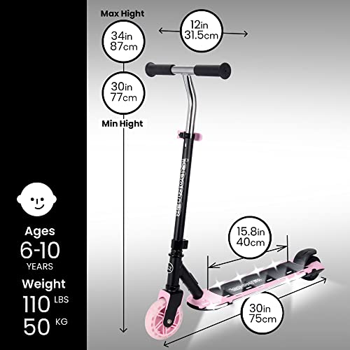 Aero iSporter Electric Scooter for Kids Ages 6-12, with Kick-Start and Gravity Sensor, Kids Electric Scooter with LED Lights, 2 Speeds, 110lbs Max and Height Adjustable …