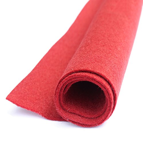 Bright Red - Wool Felt Oversized Sheet - 35% Wool Blend - 1 12x18 inch Sheet