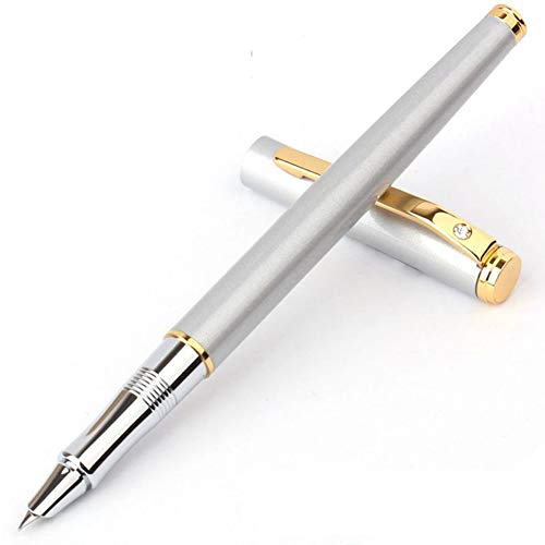 Deli Stainless Steel Fountain Pen, Medium Nib, for School Office Supplies Stationery Elegant Writing (S681)