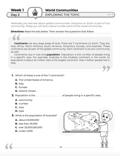 3rd Grade Social Studies: Daily Practice Workbook | 20 Weeks of Fun Activities | History | Civic and Government | Geography | Economics | + Video ... Each Question (Social Studies by ArgoPrep)