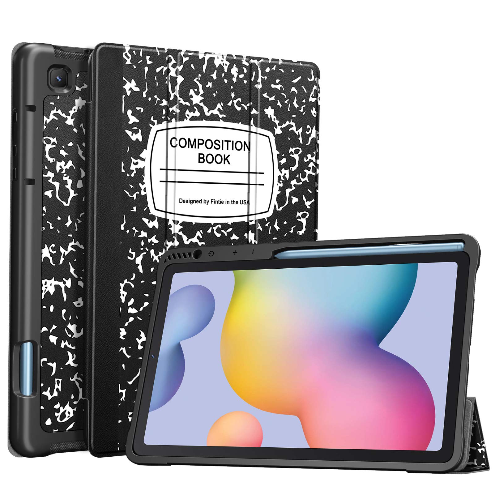 Fintie Slim Case for Samsung Galaxy Tab S6 Lite 10.4 Inch 2024/2022/2020 with Built-in S Pen Holder, Soft TPU Smart Stand Back Cover Auto Wake/Sleep, Composition