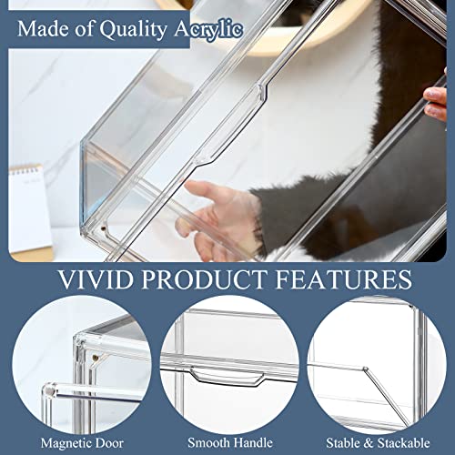 Acrylic Display Case Clear Plastic Purse and Handbag Storage Organizer for Closet, Stackable Acrylic Storage Boxes with Magnetic Door for Collectibles Shoes Wallet Cosmetic Book Toys Display (12 Pack)