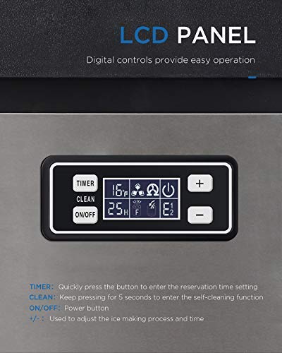 COOLLIFE Commercial Ice Maker - Produces 200lbs of Ice in 24 Hrs with 55lbs Storage Bin (200LBS/24H)
