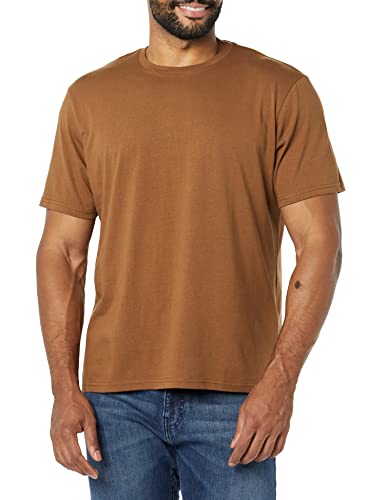 Amazon Essentials Men's Slim-Fit Short-Sleeve Crewneck T-Shirt, Pack of 2, Black/Brown, Medium