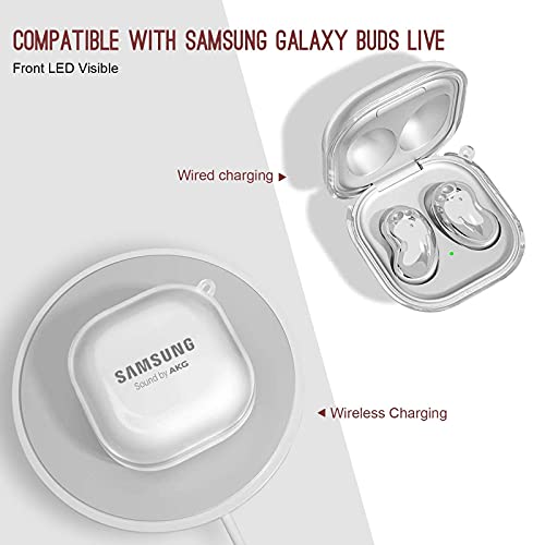 Aiiko Compatible Galaxy Buds Pro Case 2021 /Galaxy Buds Live Case 2020 Clear Soft TPU Shockproof Case Protective Cover for Samsung Earbuds with Keychain -(Clear), m